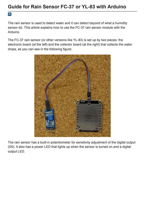 ¡descubre Cómo Usar El Sensor De Lluvia Fc 37 O Yl 83 Con Arduino En