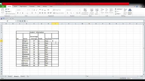Calculate Gradepassfail And Comment Using Percentage Youtube