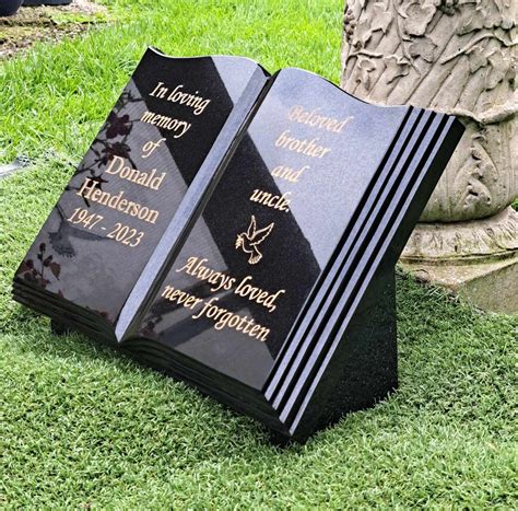 Memorial Grave Marker Bible Open Book Grave Stone Cemetery Marker Flat