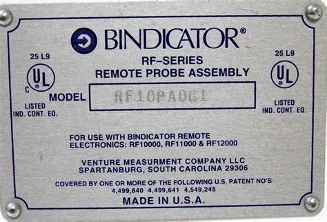 New Bindicator Rf10pa0g1 Remote Probe Assembly Rf Series Sb Industrial Supply Inc