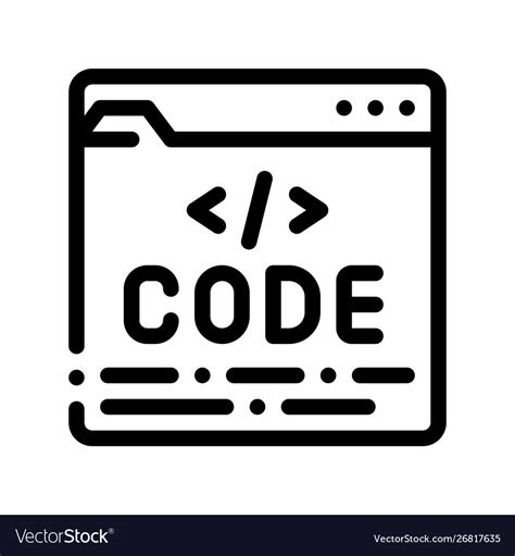 Code File Computer System Thin Line Icon Vector Image