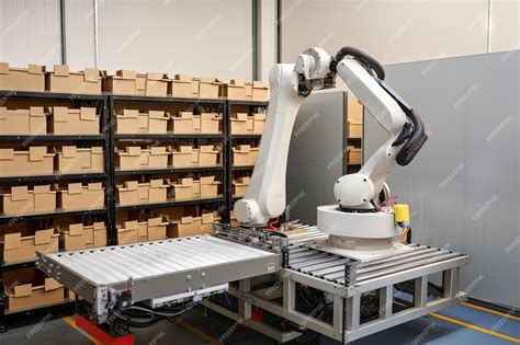 Premium Ai Image Packaging And Sorting Robot Picking And Packaging Goods For Shipment Created