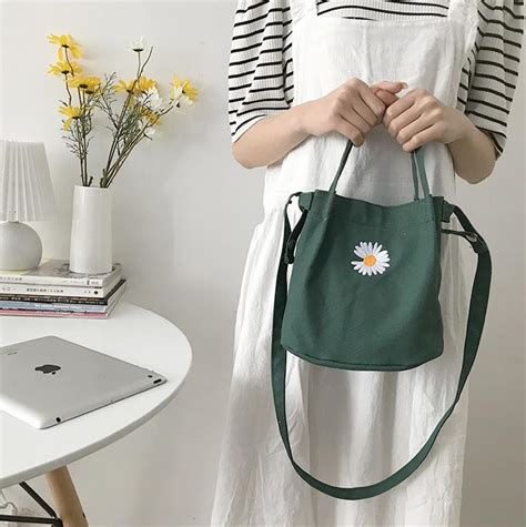 데이지버킷백 여름 캔버스 복조리 크로스 미니 에코백 추천 버킷백 숄더백 데일리백 핸드폰 가방