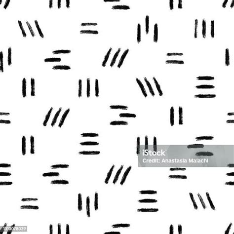 추상 직선 및 대각선 흑백 매끄러운 패턴 흑백 핸드 그린 그런지 잉크 브러쉬 텍스처 배경 벡터 일러스트레이션 0명에 대한 스톡