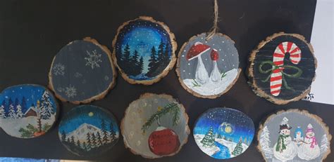 Коледна декорация за елха ръчно рисувани дървени шайби Handmasters Bg