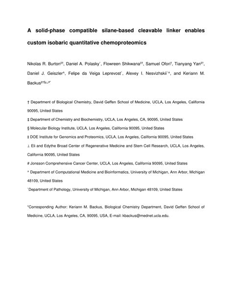 Pdf A Solid Phase Compatible Silane Based Cleavable Linker Enables
