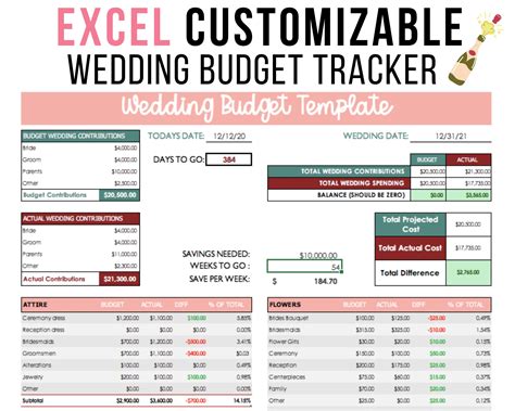 Wedding Budget Excel Spreadsheet Template