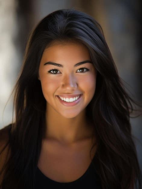 Premium Ai Image Portrait Photo Of Spanish Teenage Female Straight Hair Smiling