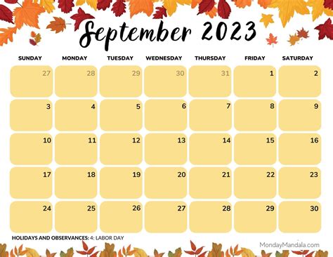 September 2023 Calendar 52 Free Pdf Printables