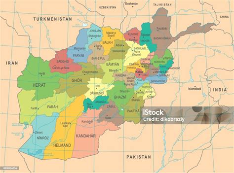 아프가니스탄 지도세부 벡터 일러스트 레이 션 0명에 대한 스톡 벡터 아트 및 기타 이미지 0명 국가 지리적 지역 국경 Istock