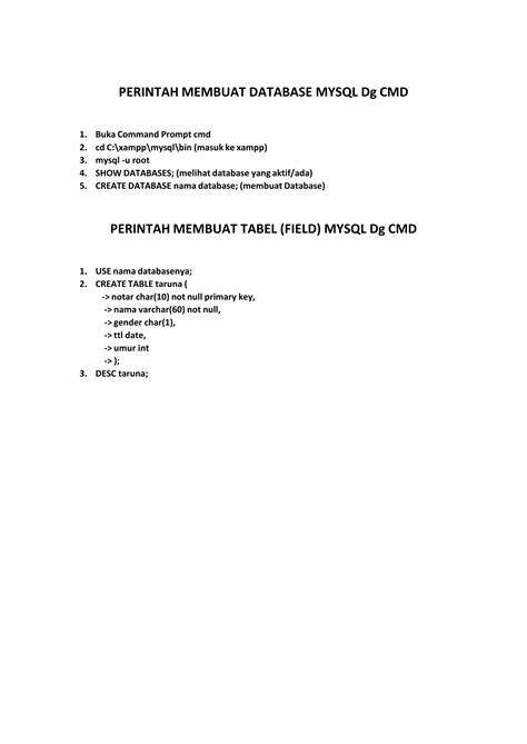 Konsep Dasar Mysql DDL Database Tabel Pdf
