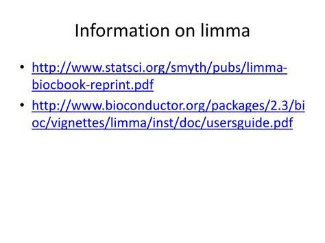 Ppt Differential Gene Expression With The Limma Package Powerpoint Presentation Id 2003578
