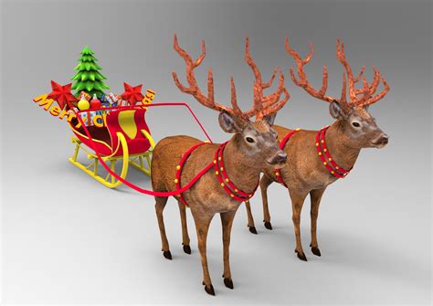 산타 사슴 썰매 3d 모델 49 3ds Fbx Max Ma Obj Free3d