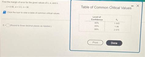 [solved] find the margin of error for the given values of