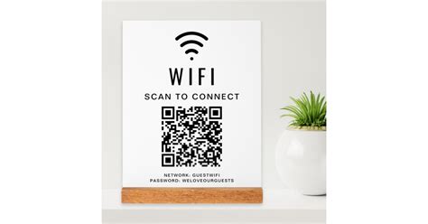 Wifi Qr Code Scan To Connect White Acrylic Sign Zazzle