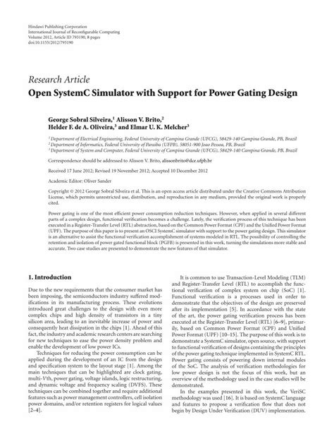 pdf open systemc simulator with support for power gating design