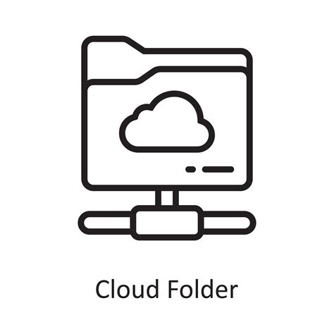 Cloud Folder Vector Outline Icon Design Illustration Cloud Computing Symbol On White Background