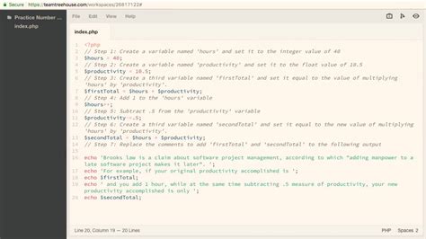 One Solution How To Practice Php Number Variables Treehouse
