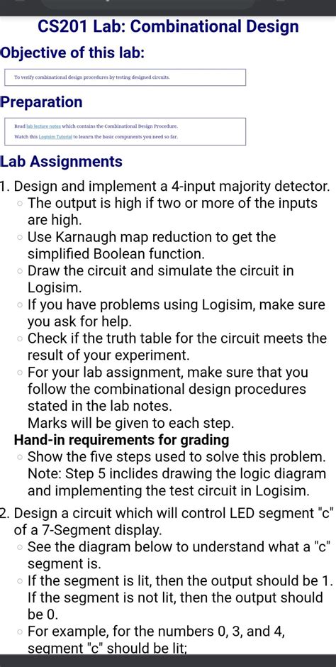 Cs201 Lab Combinational Design Objective Of This