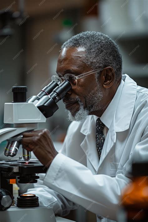 Premium Photo Pathologist Analyzing Tissue Samples Through Microscope