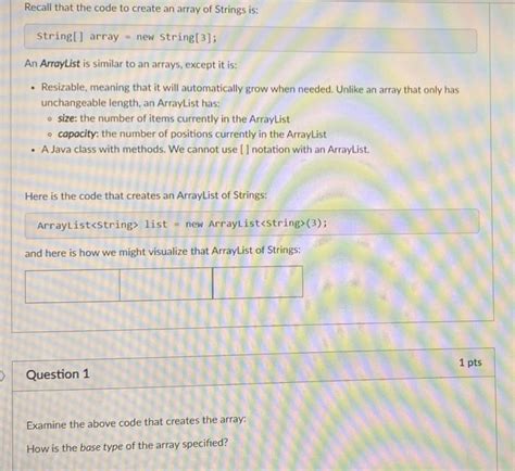 Solved Recall That The Code To Create An Array Of Strings Chegg Com