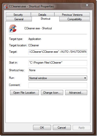 Run CCleaner To Clean Your System Before Shutdown Windows