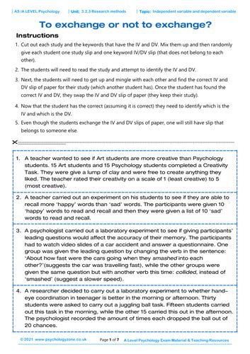 Aqa A Level Psychology Research Methods Aims And Hypothesis Teaching Resources