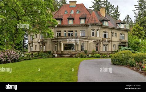Pittock Mansion A Full View Of East Façade Of Pittock Mansion On A