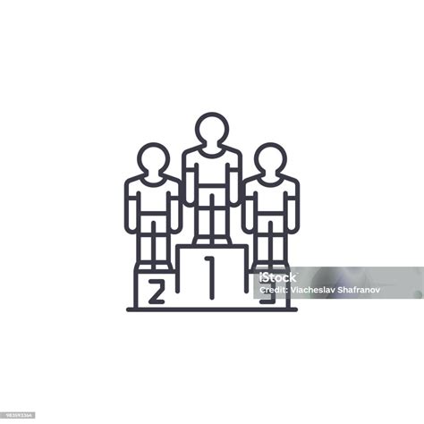 승리 연단 선형 아이콘 개념입니다 승리 연단 선 벡터 기호 상징 그림 1에 대한 스톡 벡터 아트 및 기타 이미지 1 2 위 상 종류 경쟁 Istock