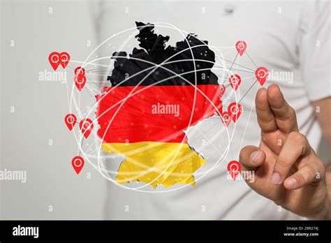 Abstract Of Germany Map Network Internet And Global Connection Concept Wire Frame 3d Mesh