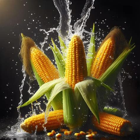 Premium Photo Sweet Corn With Water Splash