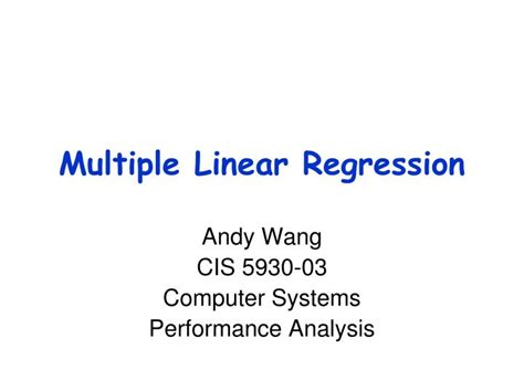 PPT Multiple Linear Regression PowerPoint Presentation Free Download ID