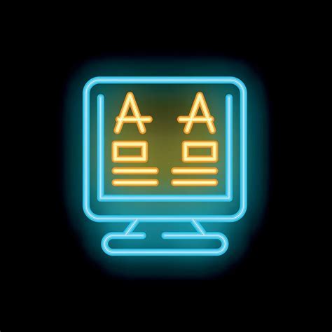 Neon Icon Of Computer Screen Displaying Two Columns Of Text For Blog