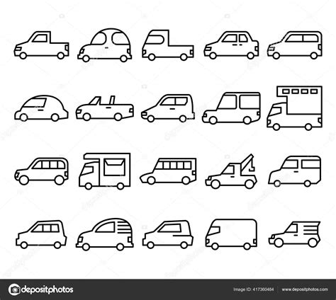 Car Vehicle Line Icons Set Vector Illustration Stock Vector By ©loopang