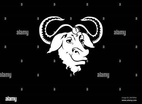 GNU C Library Logo Black Background Stock Photo Alamy