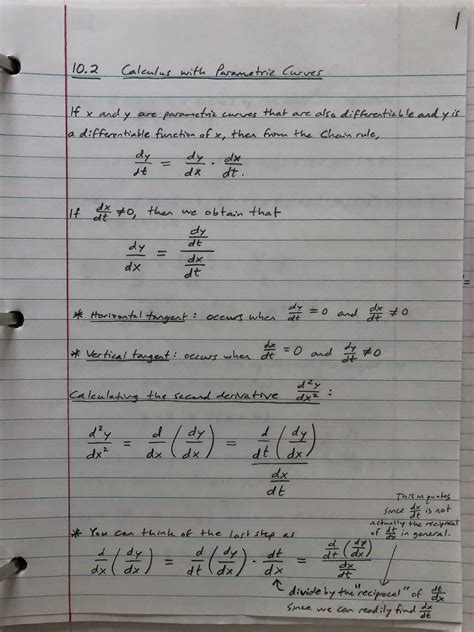 Professor Franks Math Blog 10 2 Calculus With Parametric Curves