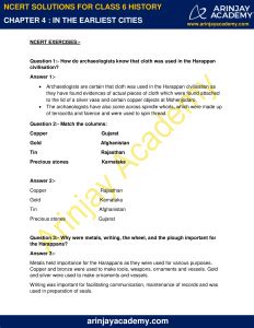 NCERT Solutions For Class 6 History Chapter 4 In The Earliest Cities