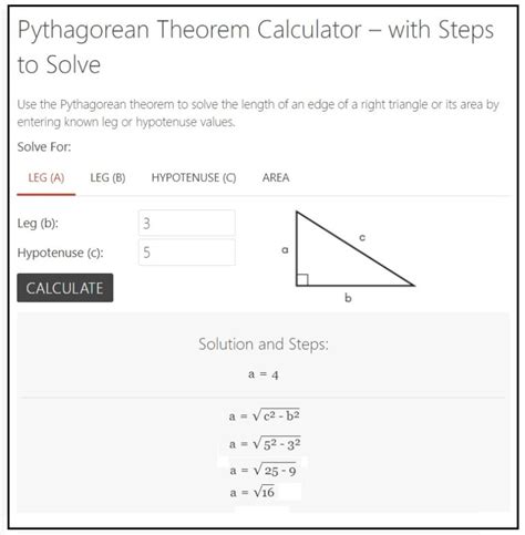 Pythagorean Theorem Calculator Format Free Excel Templates