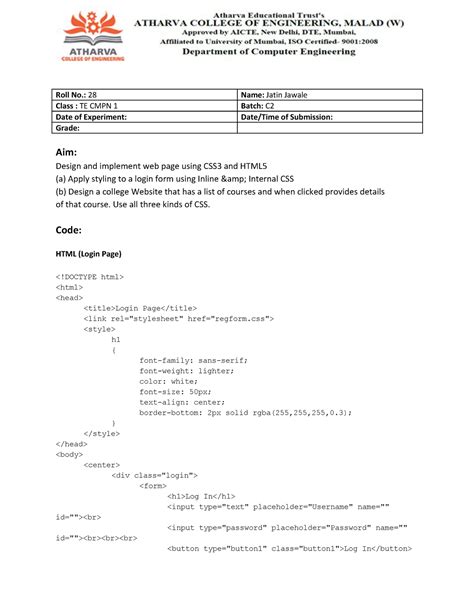 Design And Implement Web Pages Using CSS And HTML Use All Three Kinds Of CSS Code HTML