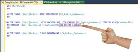 Как включить каскадное удаление в Sql Server
