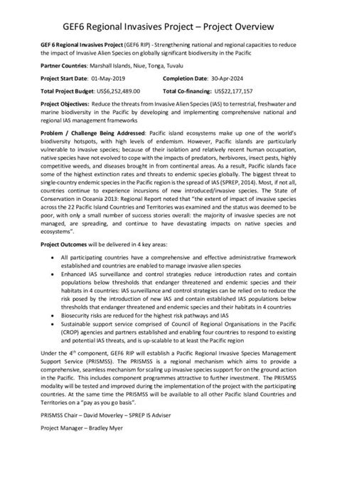 Gef6 Regional Invasives Project Project Overview Battler Resource Base