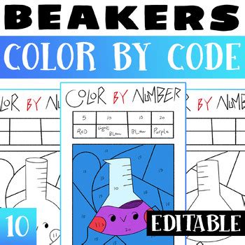Beakers Editable Color By Code Worksheets Activity Science Color By Numbers