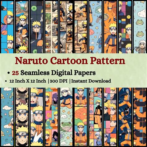 Naruto Cartoon Seamless Pattern Naruto Digital Download Repeating Naruto Pattern Seamless