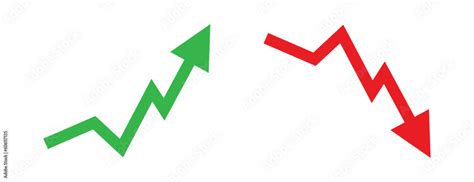 Graph Going Up And Down Sign With Green And Red Arrows Vector Flat Design Vector Illustration