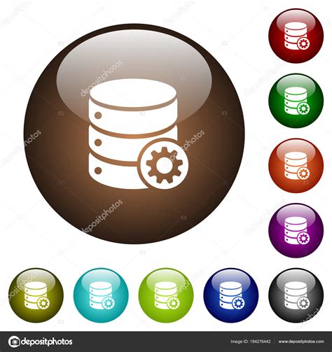 Database Settings Color Glass Buttons Stock Vector Image By