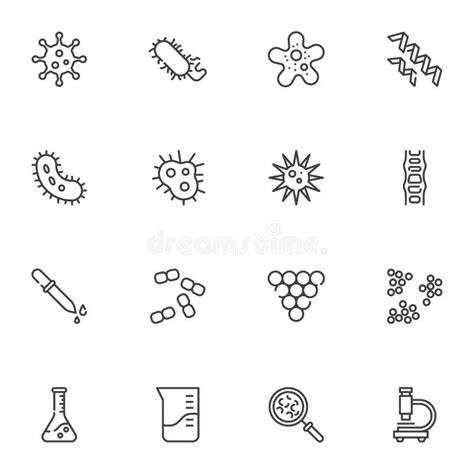 Bacteria Line Icons Set Stock Vector Illustration Of Infection 193270675