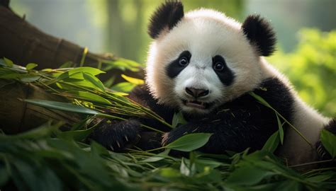 panda pictures lazy panda bear resting in a pile of bamboo plants
