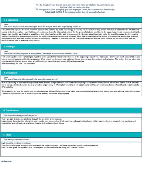 Assignmenta Step3 Personalreflectiongibbs Template Download Free Pdf Lesson Plan Second