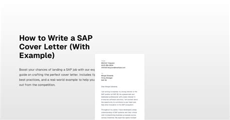 How To Write A Sap Cover Letter With Example