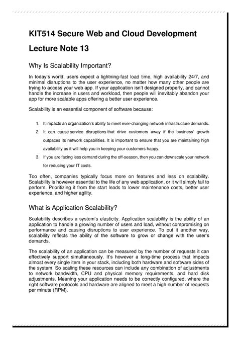 Kit514 Secure Web And Cloud Development Lecture Note 13 Why Is Scalability Important Kit514